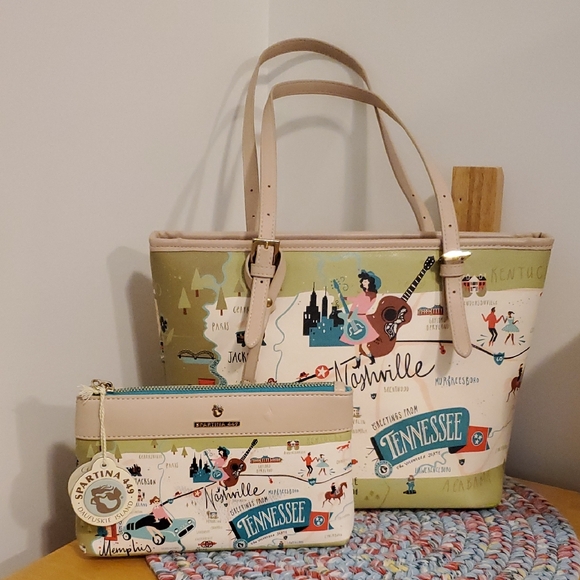Spartina 449 | Bags | Spartina 449 Tennessee Maps Tote Wristlet Set ...